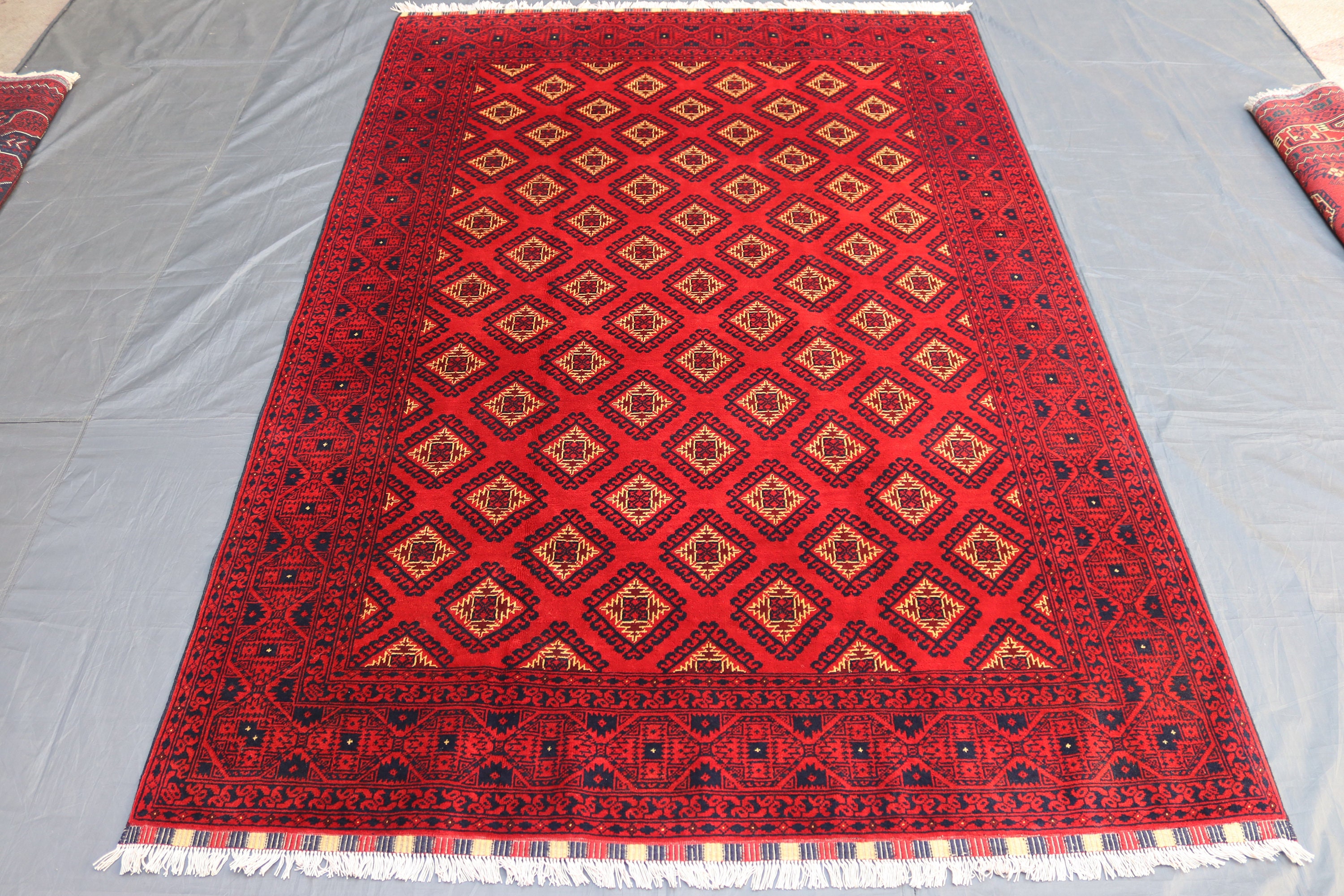 8x5'6 Ft, Haigh Quality Handmade Turkmen Rug, Natural Wool Geometric ...