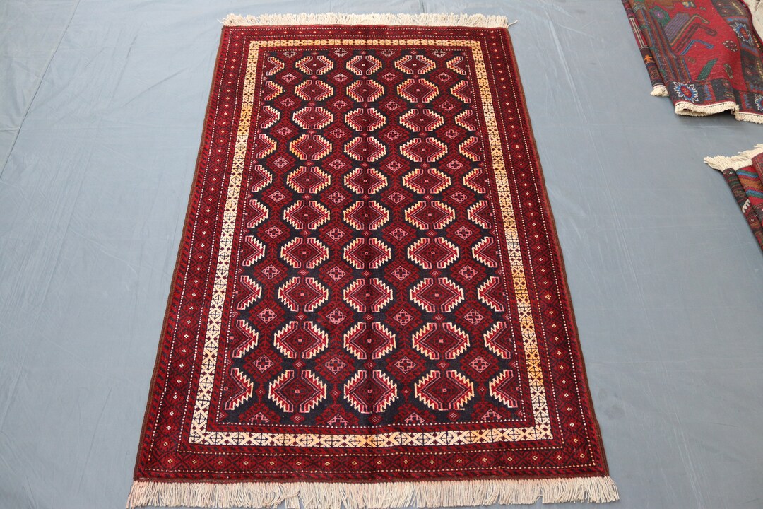 Authentic Afghan Baluchi Rug, 5.11x3.9 Ft, Mowri Design Baluchi Rug ...