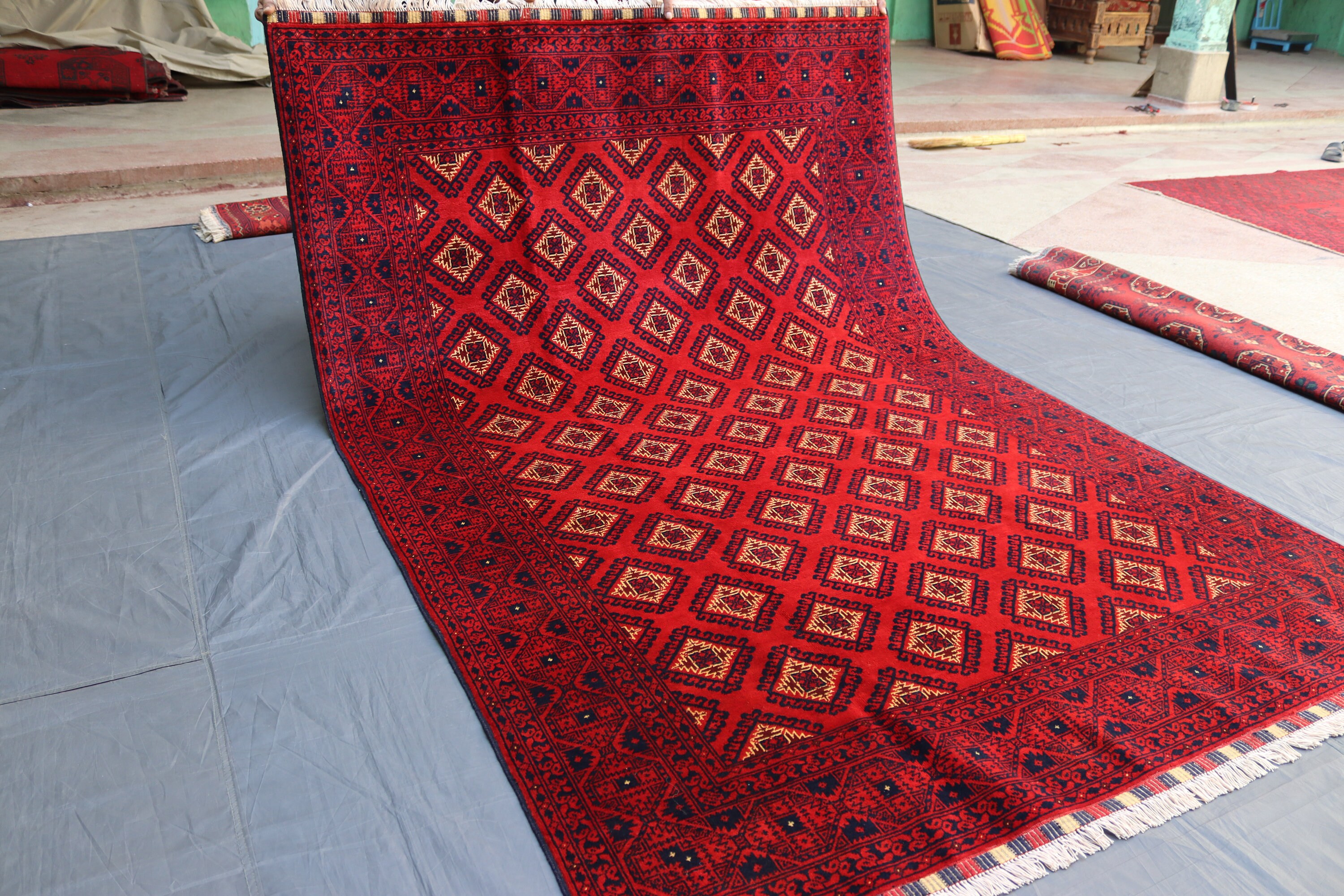 8x5'6 Ft, Haigh Quality Handmade Turkmen Rug, Natural Wool Geometric ...