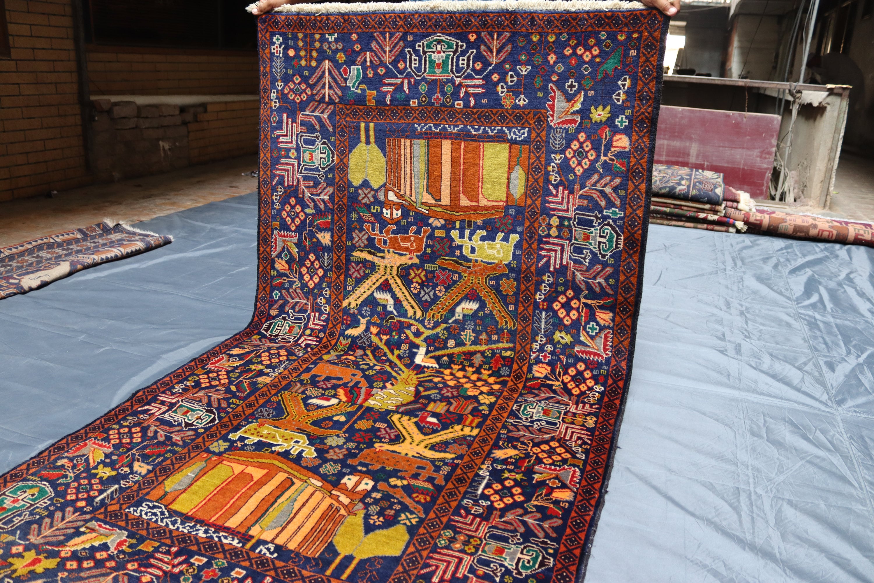 7'1x3'8 Ft, High Quality Afghan Handmade Pictorial Rug, Baluchi Rug ...