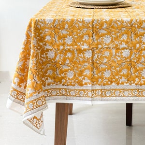 Mustard Floral Tablecloth for Dining Table, Kitchen Table, Wedding ...