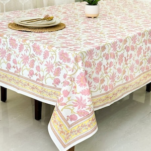 Pink Floral Tablecloth for Dining Table, Kitchen Table, Wedding, Baby ...