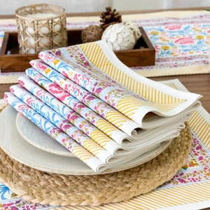 Pink Floral Cloth Napkins for Dining Table, Kitchen, Wedding, Baby ...