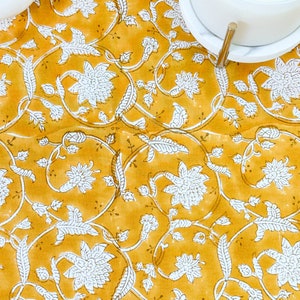 Mustard Floral 100% Cotton Round Table Cloth for Dining Table Kitchen ...