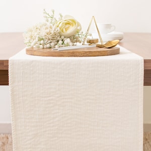 Cream Pure Cotton Table Runner With Kantha for Thanksgiving, Home ...
