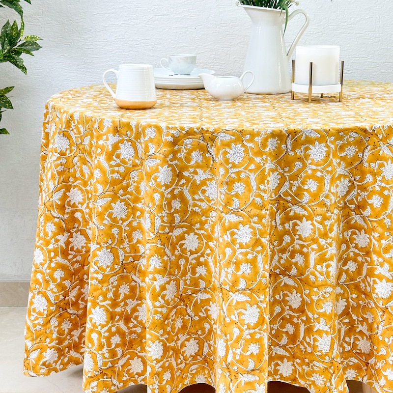 Mustard Round Table Cloth - Etsy