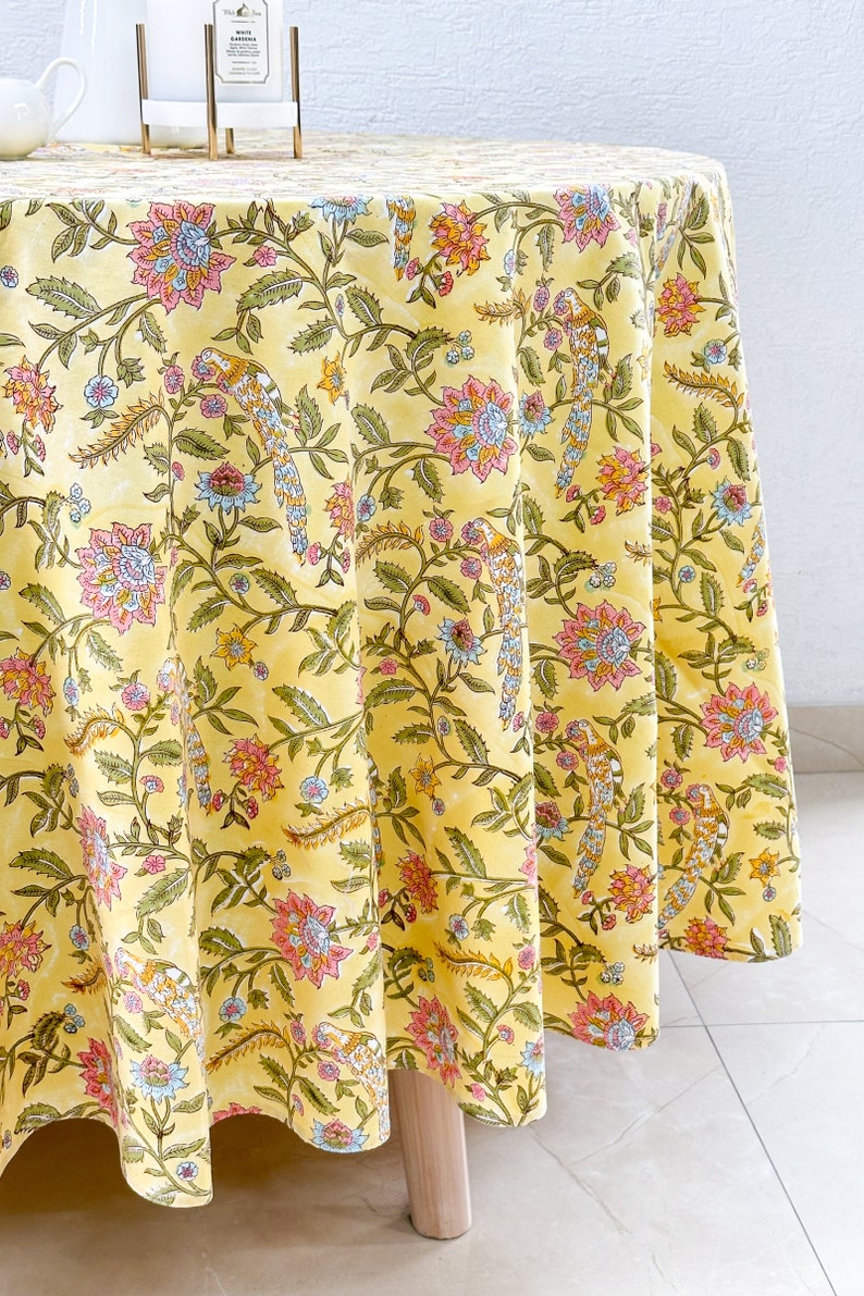 Yellow 100% Cotton Round Table Cloth for Dining Table Kitchen Wedding ...