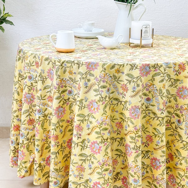 Pink Block Print Tablecloth - Etsy
