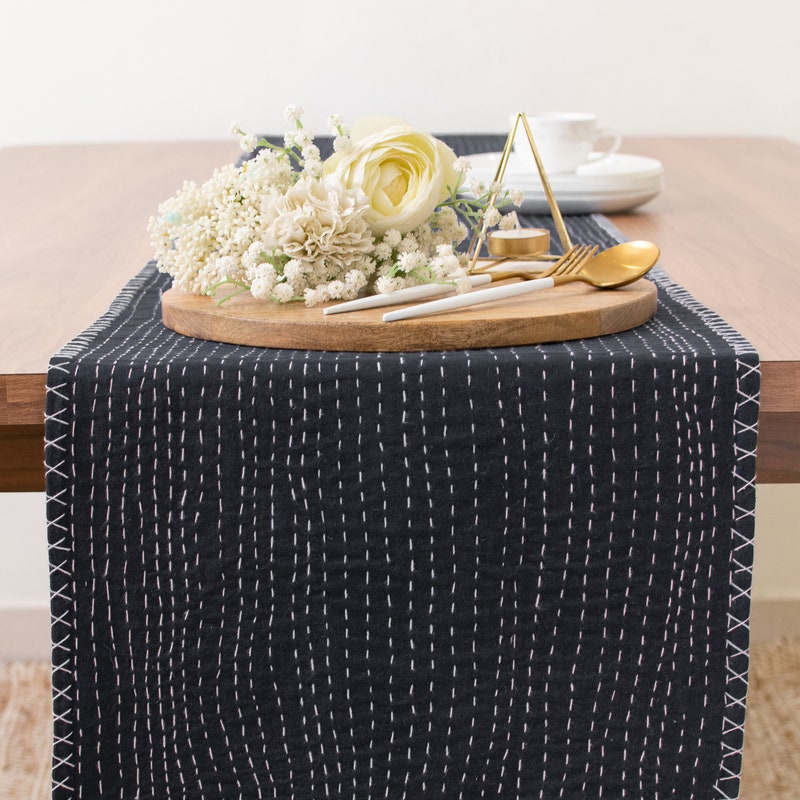 Black Table Runner - Etsy