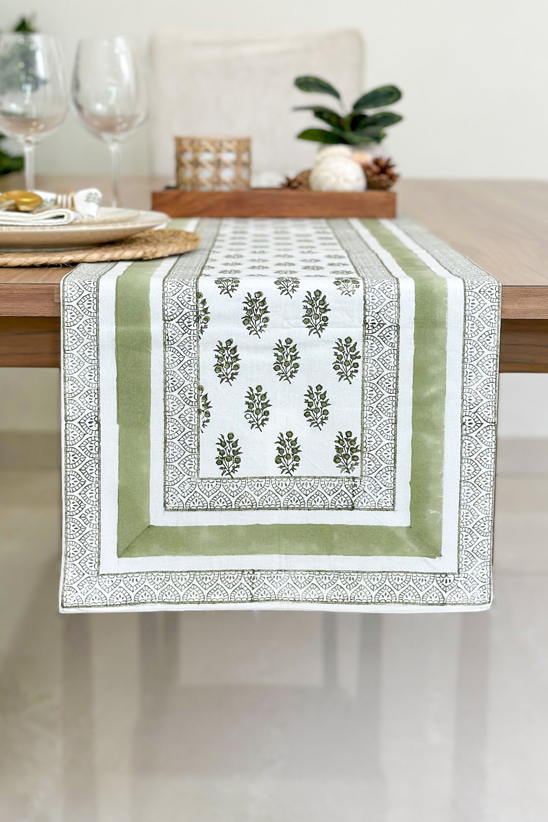 Sage Green Table Runner for Wedding, Engagement, Baby Shower, Floral ...