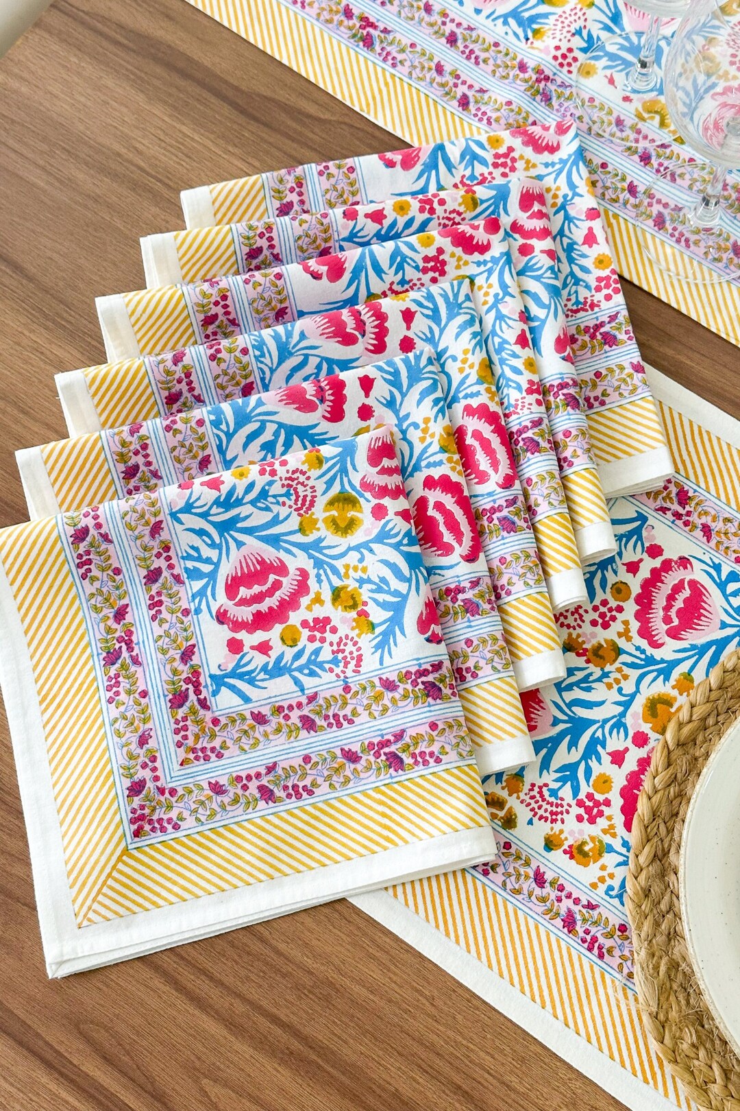 Pink Floral Cloth Napkins for Dining Table, Kitchen, Wedding, Baby ...