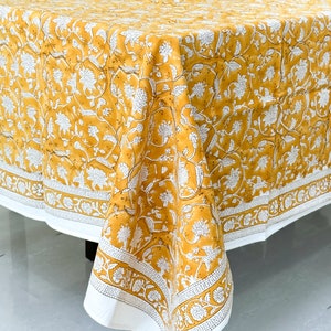 Mustard Floral Tablecloth for Dining Table, Kitchen Table, Wedding ...