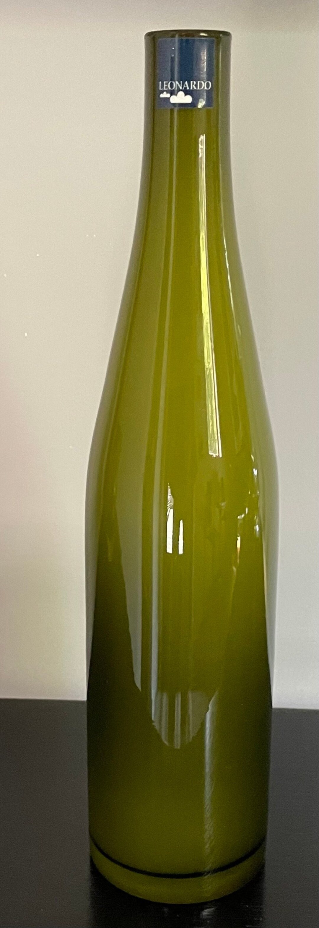 Leonardo of Germany Encased Art Glass Vase 11" Olive Green With White ...