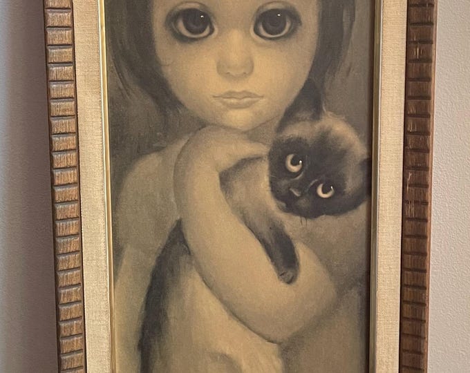 Vintage 1960s Margaret Keane "my Kitty" Framed Big Eyes Turner Wall Print - Etsy
