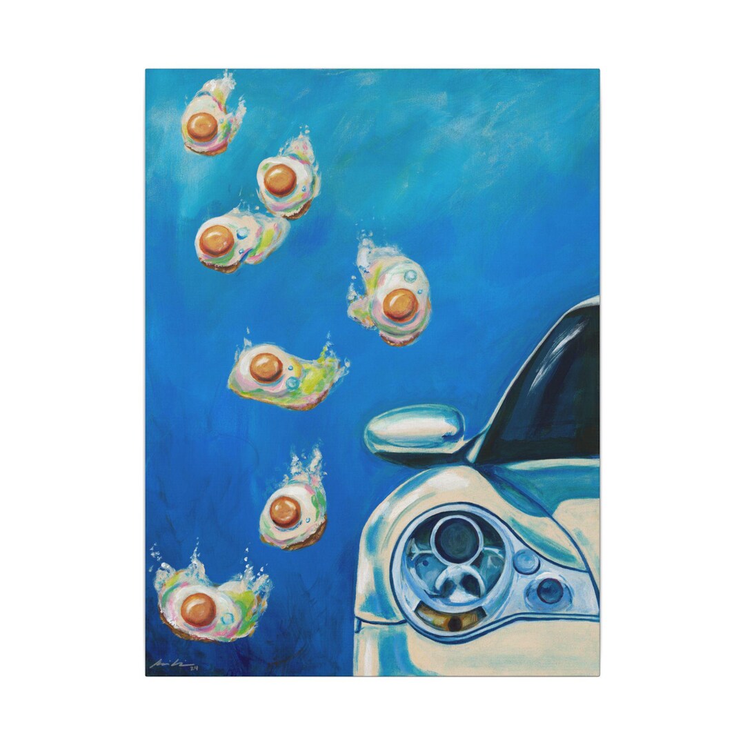 996 Porsche Fried Eggs Painting Canvas | Pop Art Car Egg Illustration ...