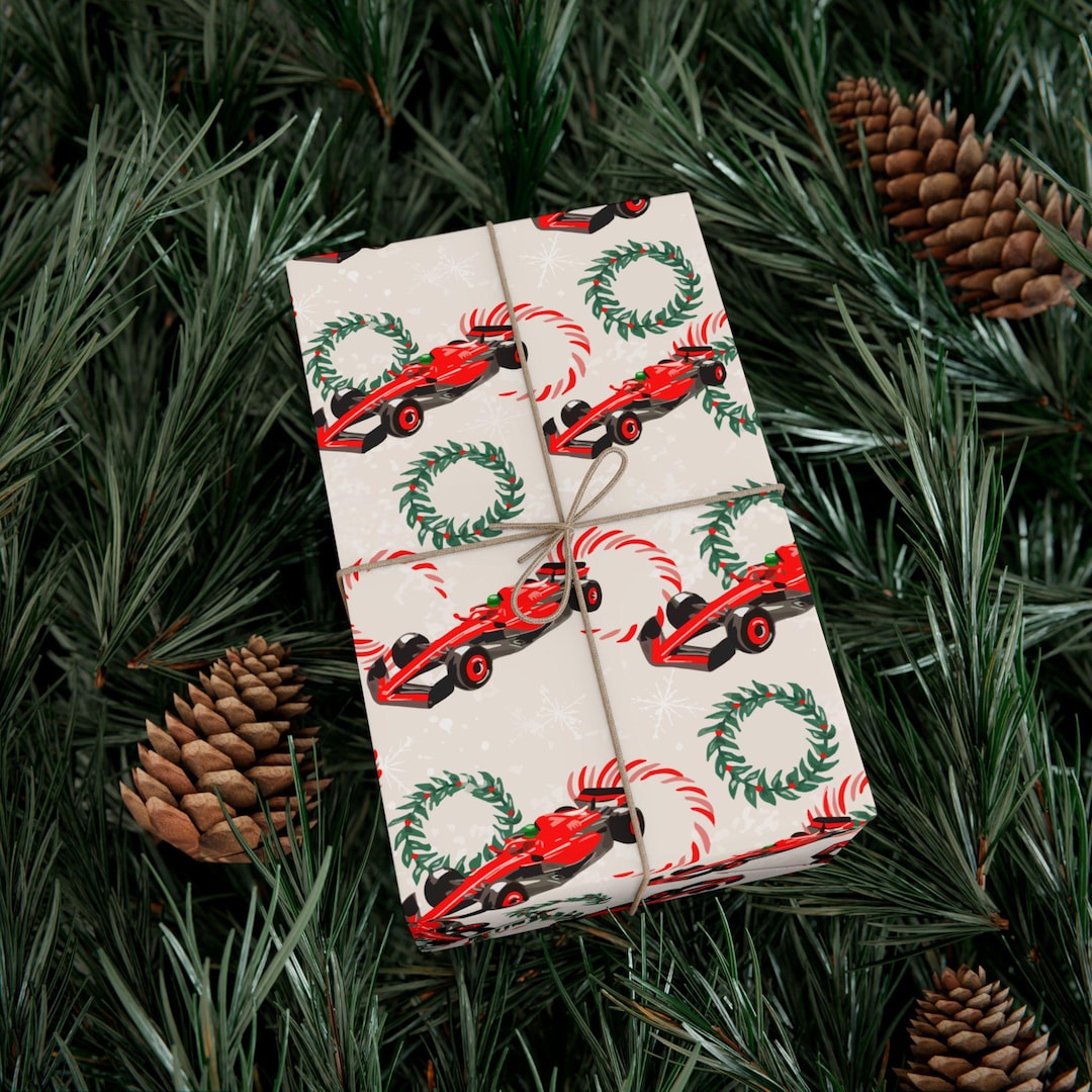 Christmas Formula 1 Wrapping Paper, Holiday Gift Wrap, Festive Formula ...