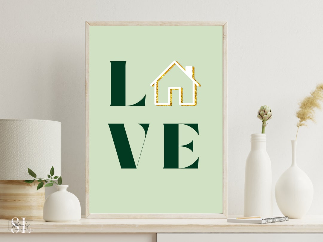 Green Realtor Love Home Art, Real Estate Wall Art Green Modern, Home ...