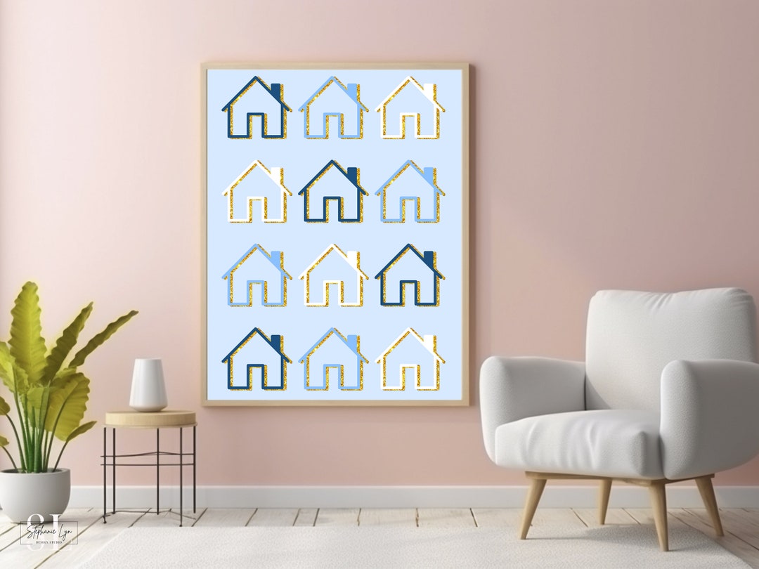 Blue Gold Home Realtor Art, Home Loan Officer Broker Print Poster Art ...