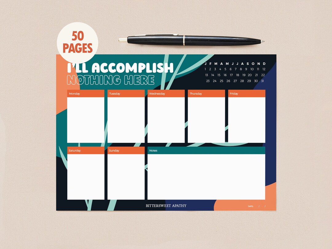 Weekly Planner Tear Away Sheets Weekly Schedule - Etsy