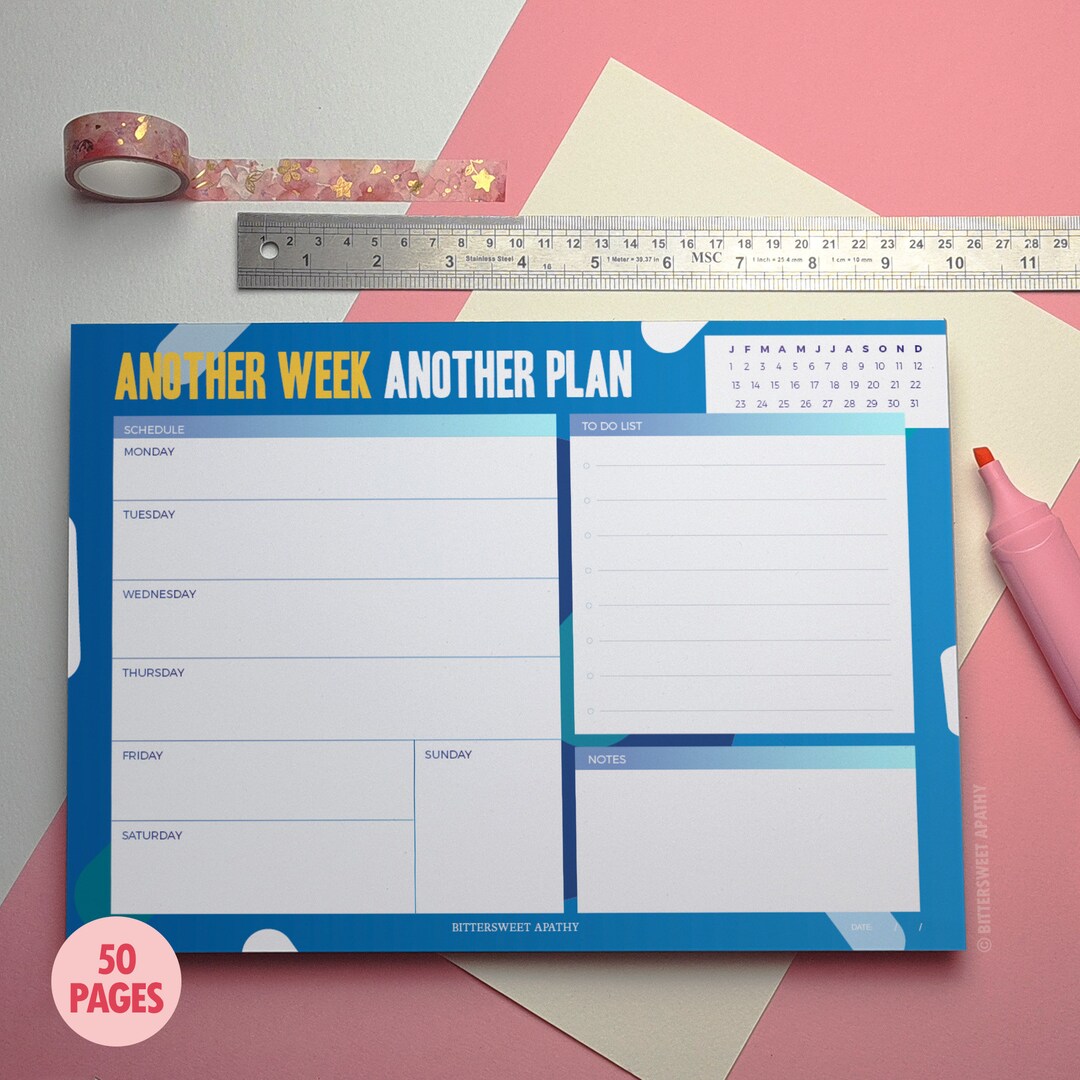 Weekly Planner Tear Away Sheets, Weekly Schedule, Productivity Planner ...