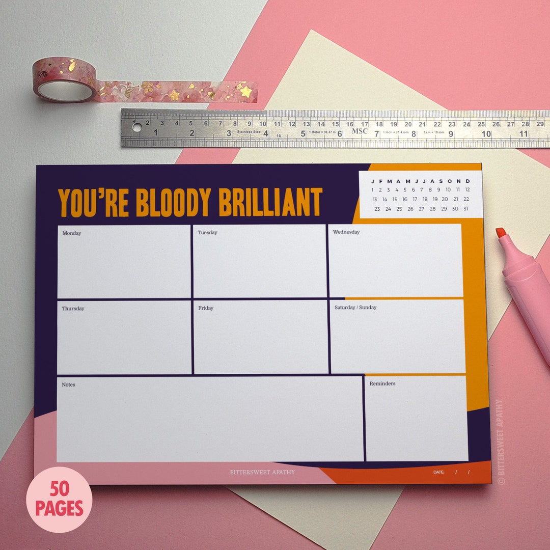 Weekly Planner Tear Away Sheets, Weekly Schedule, Productivity Planner ...