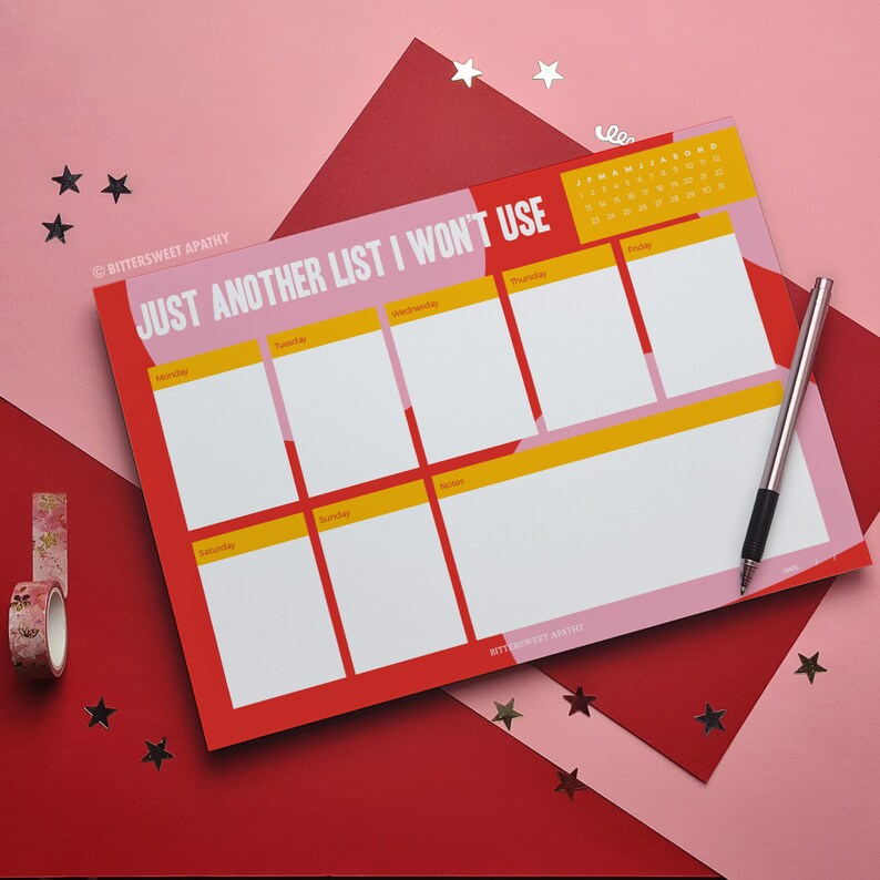 Weekly Planner Tear Away Sheets, Weekly Schedule, Productivity Planner ...