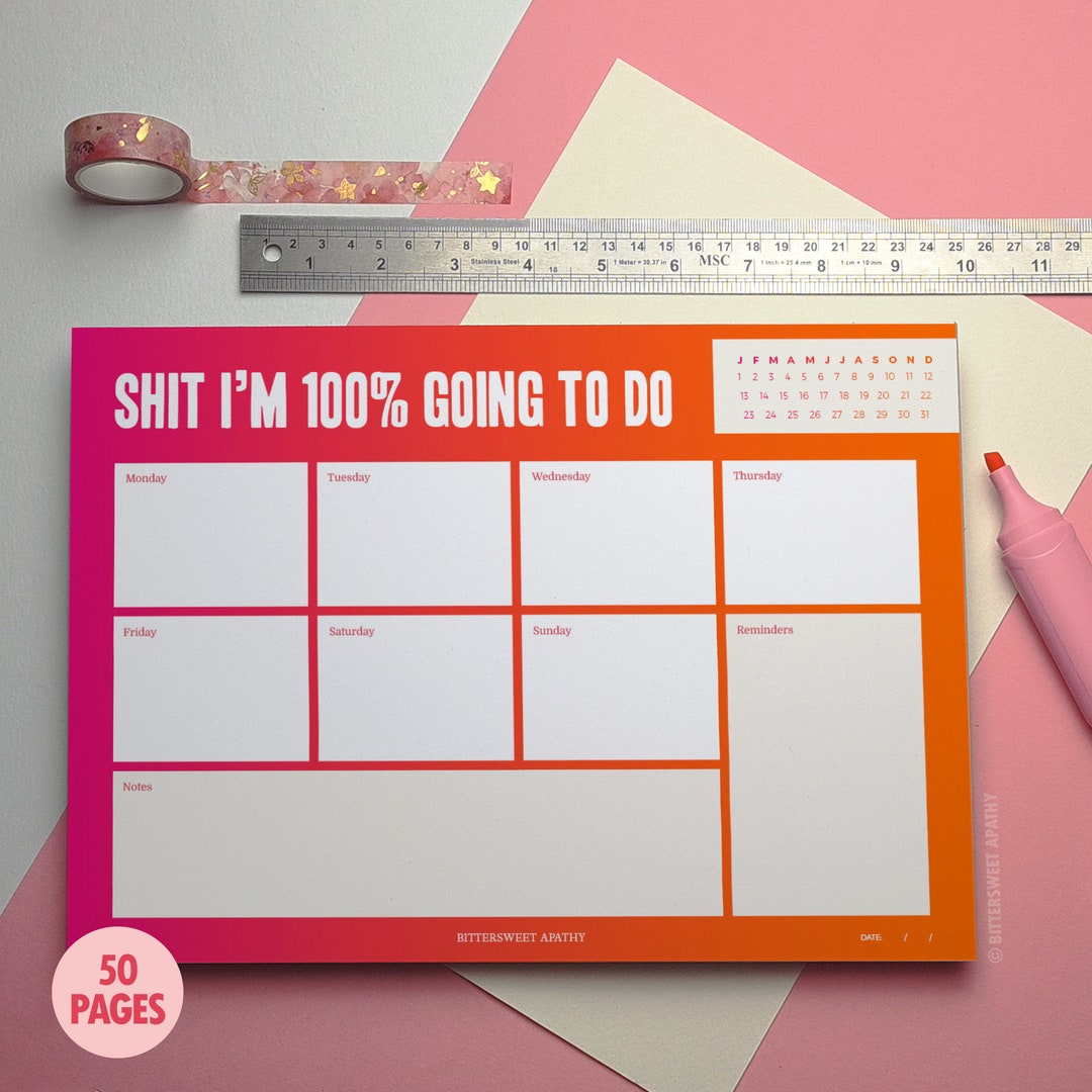 Weekly Planner Tear Away Sheets, Weekly Schedule, Productivity Planner ...