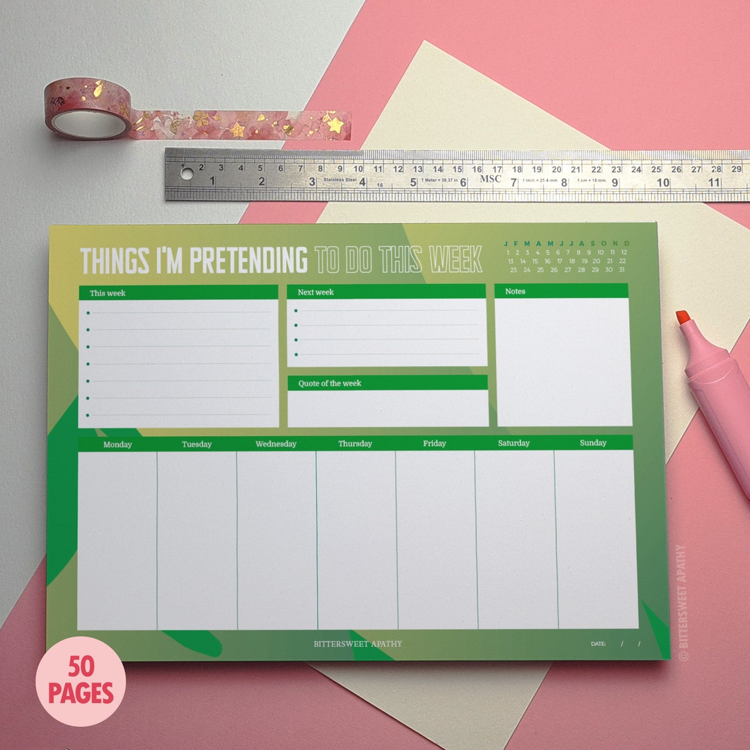 Weekly Planner Tear Away Sheets, Weekly Schedule, Productivity Planner ...