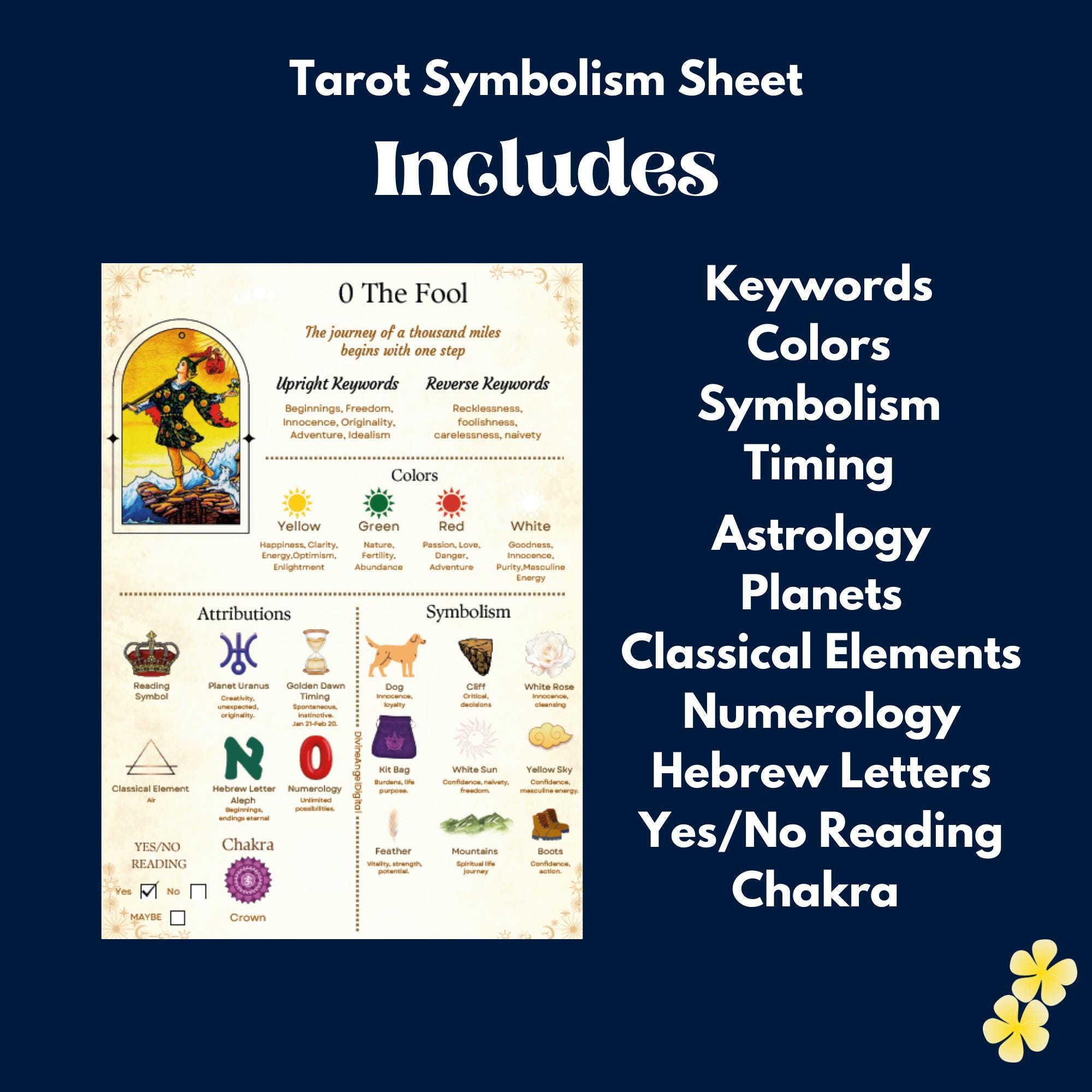 Printable Tarot Symbolism Cheat Sheet, Printable Major Arcana Guide ...
