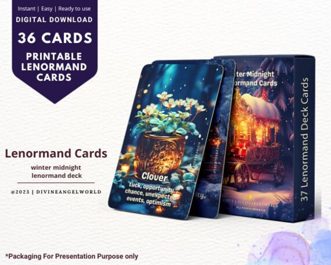 Printable Winter Lenormand Cards Digital Oracle Deck for Christmas ...