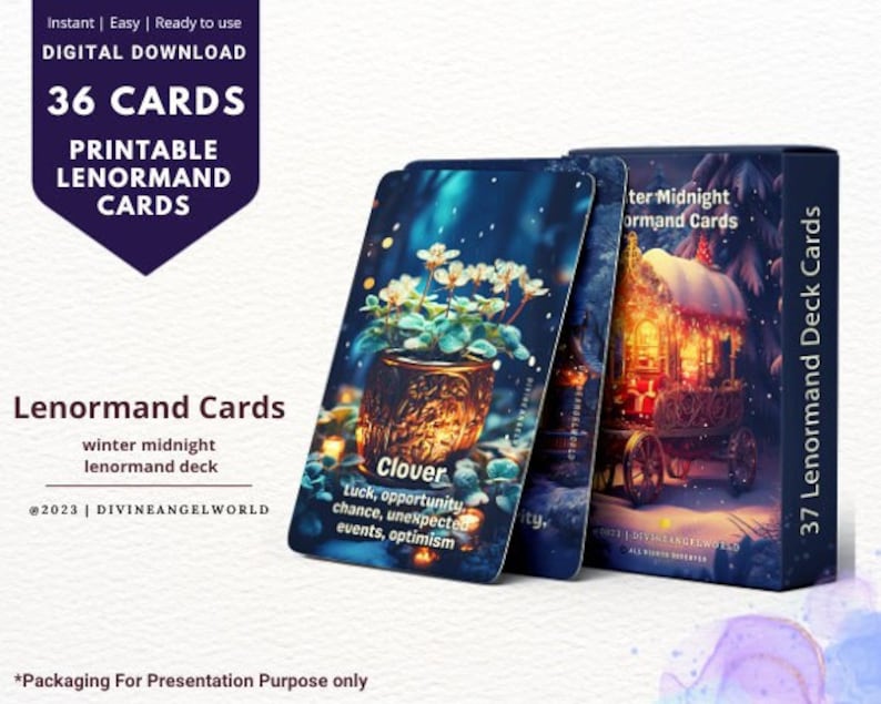 Printable Winter Lenormand Cards Digital Oracle Deck for Christmas ...