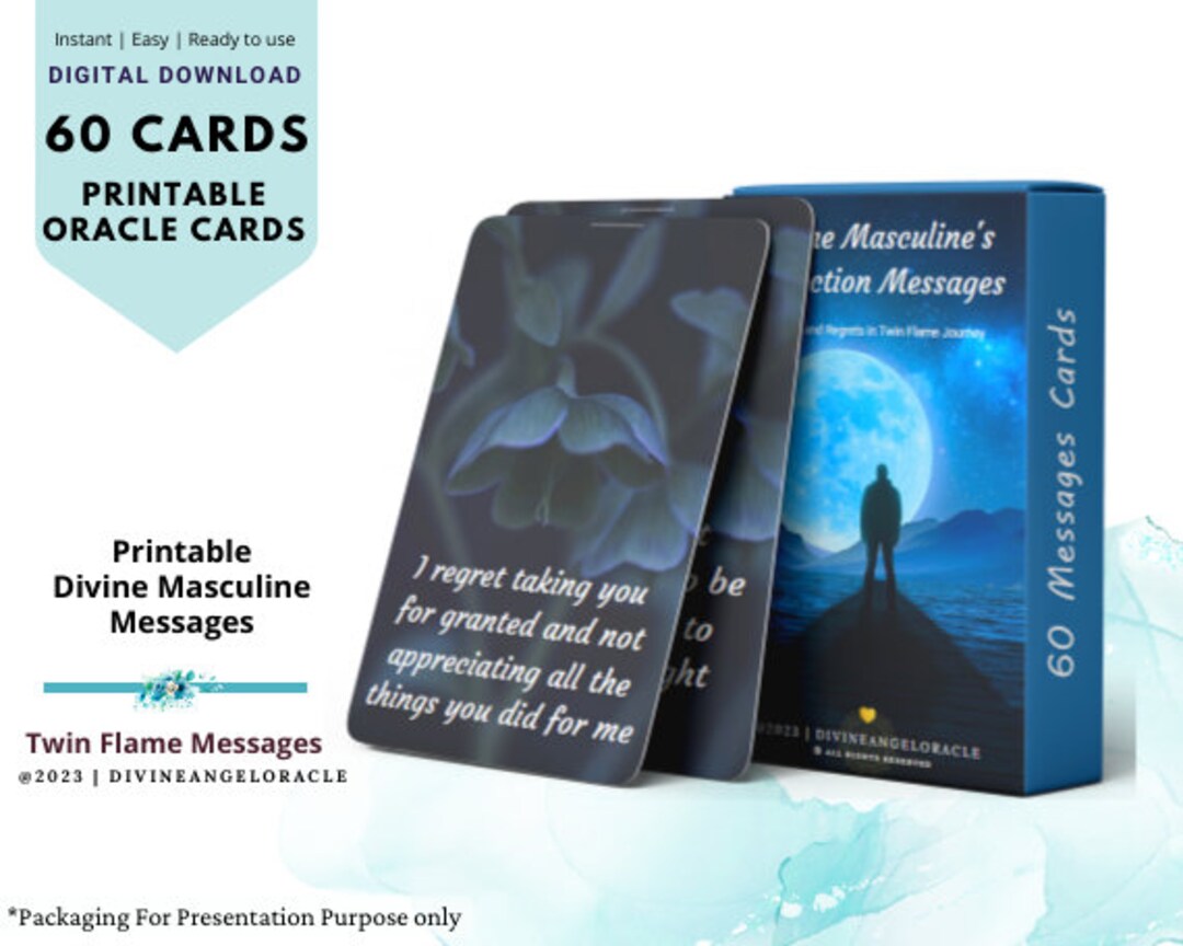 Printable Twin Flame Messages Oracle Deck, Reflections of Divine ...