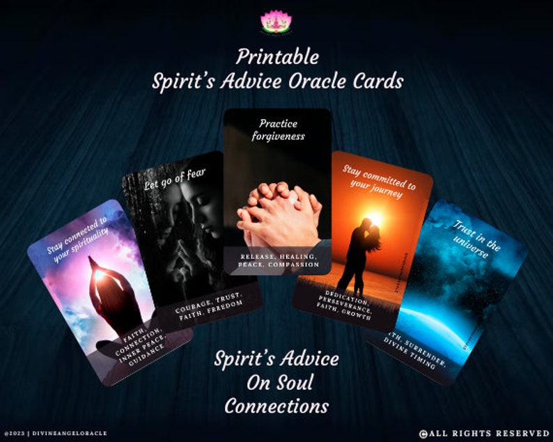 Printable Love Oracle Cards Spirit's Advice on Soul Connection, Digital ...