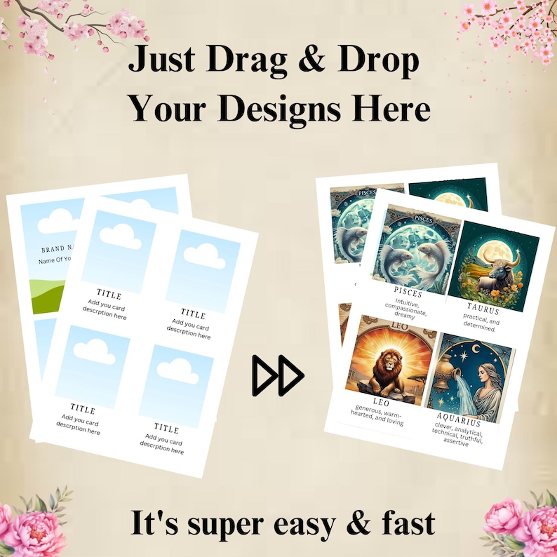 Editable Tarot & Oracle Card Templates for Canva ,DIY Divination Deck ...