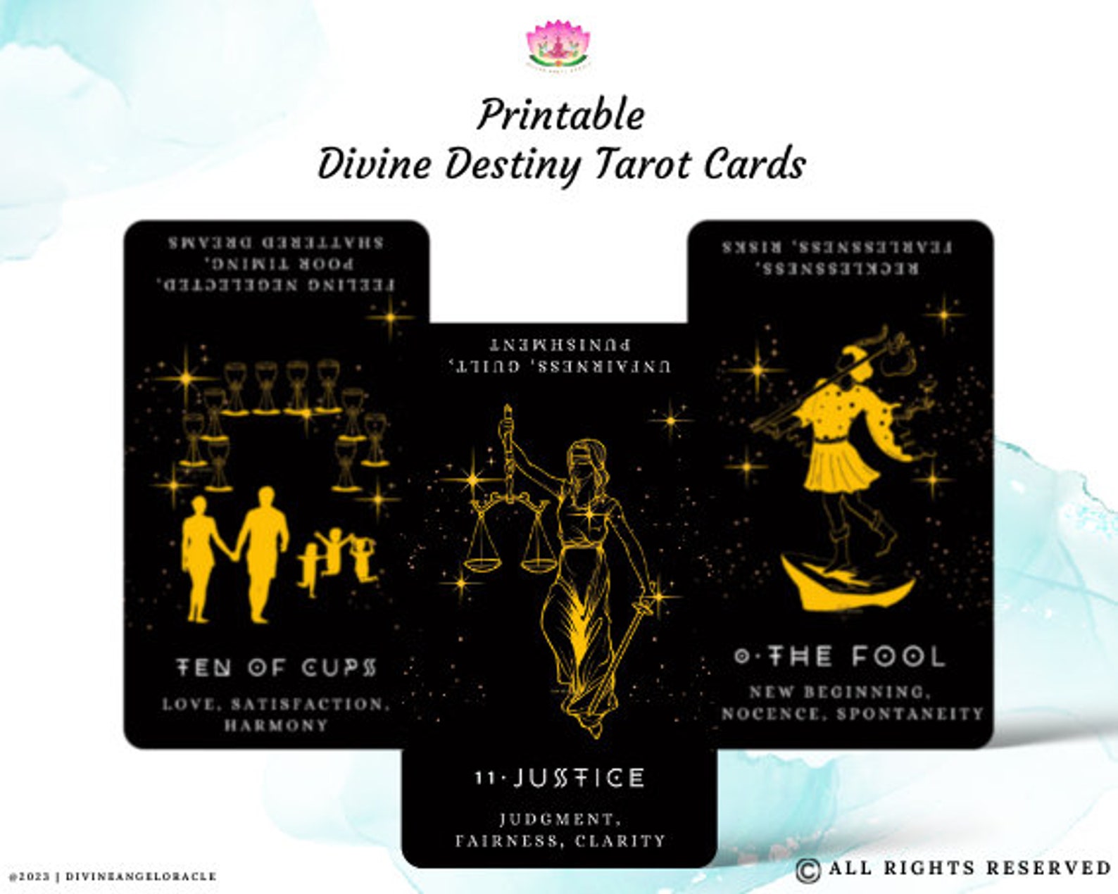 Printable Black Tarot Cards Digital Tarot Deck for Beginner With ...