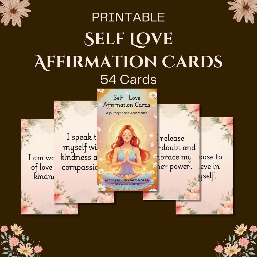 Printable Self-love Affirmation Cards,daily Positive Self-care Cards ...