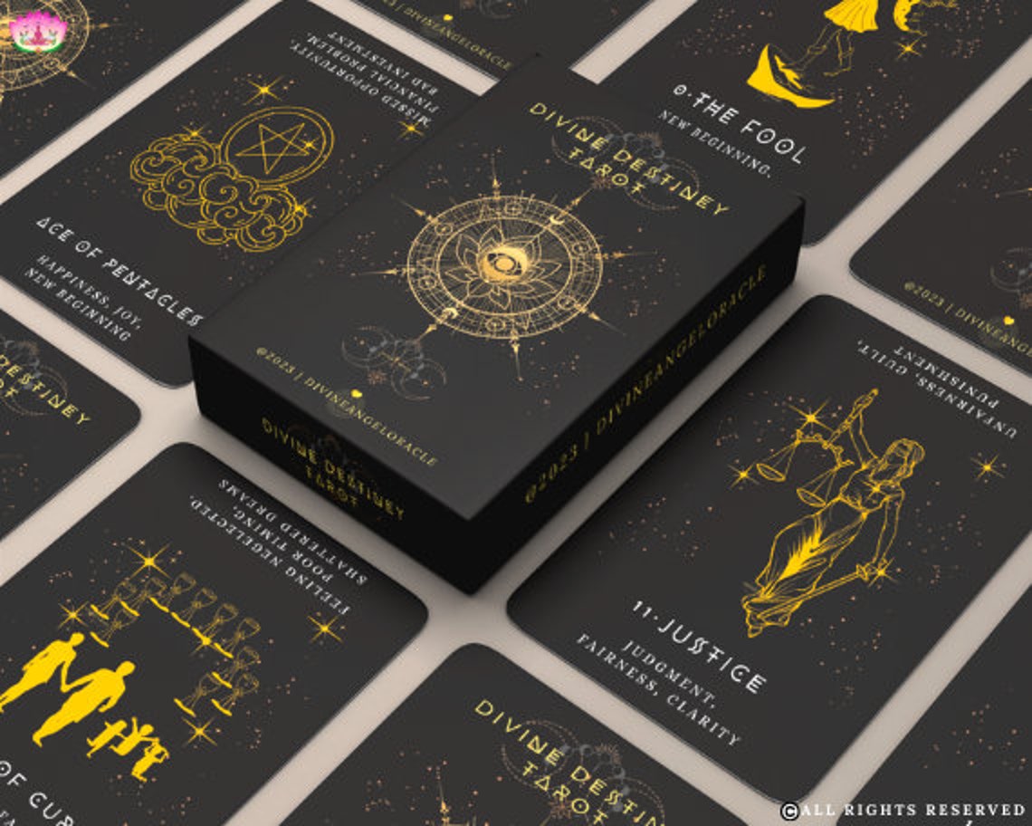 Printable Black Tarot Cards Digital Tarot Deck for Beginner With ...