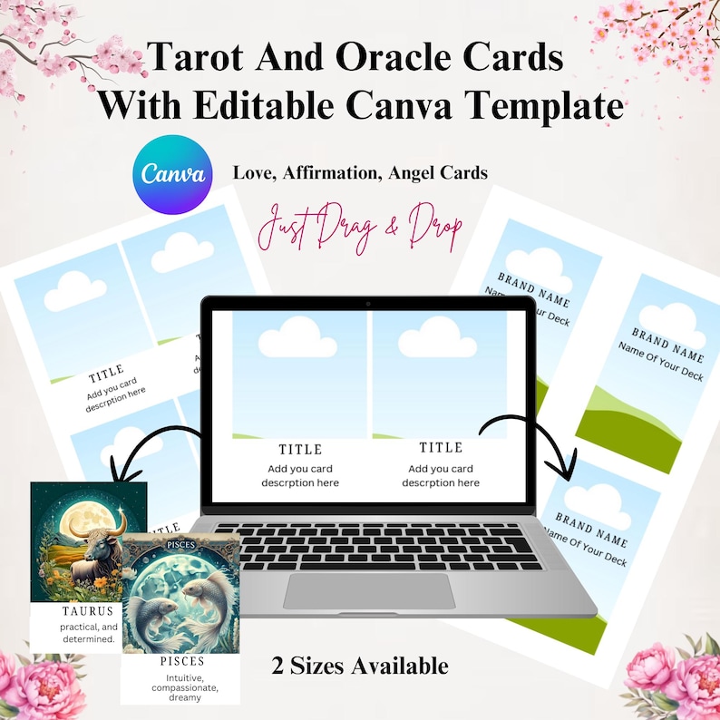 Editable Tarot & Oracle Card Templates for Canva ,DIY Divination Deck ...