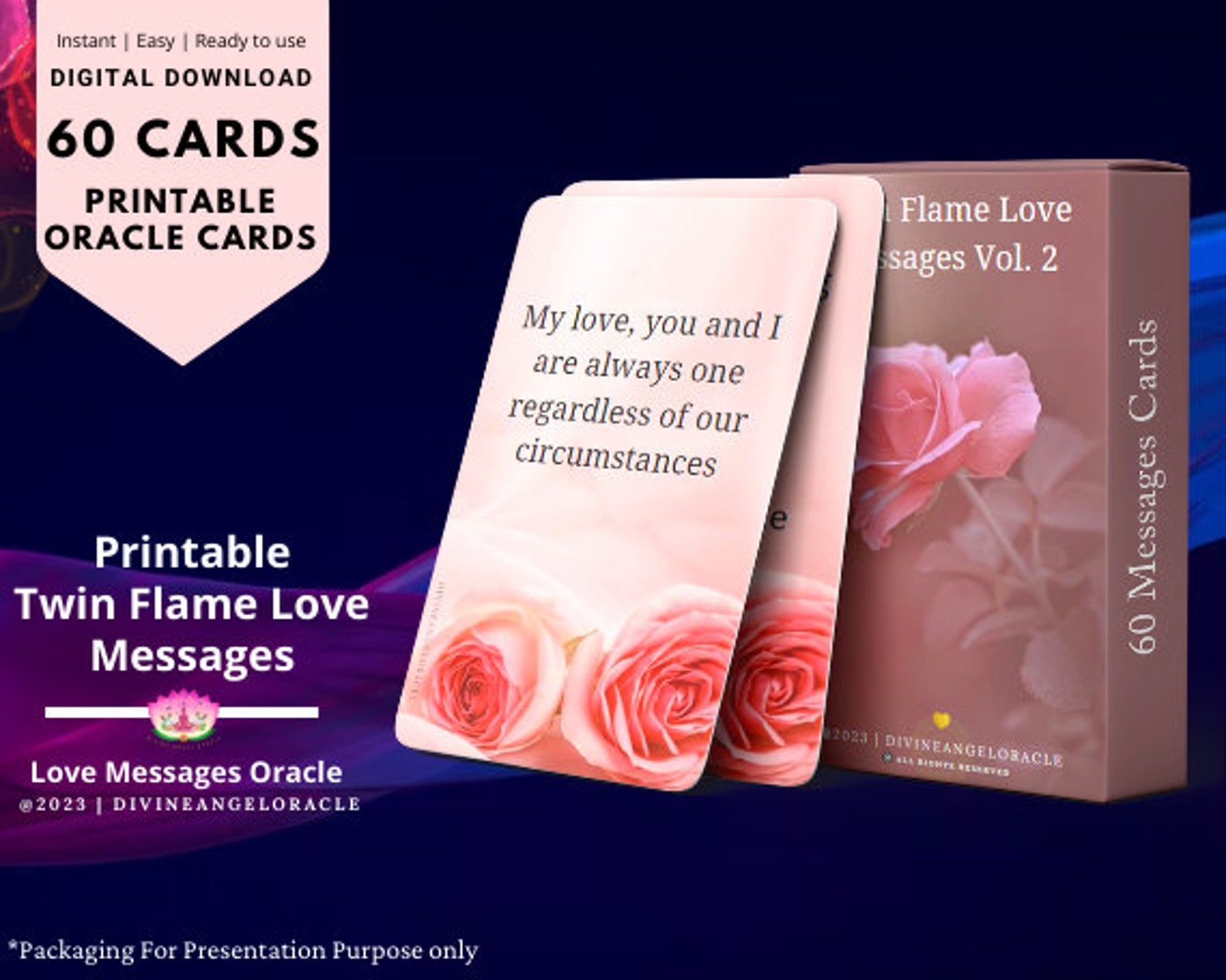 Printable Twin Flame Messages Oracle Cards, 60 Messages Cards, Psychic ...