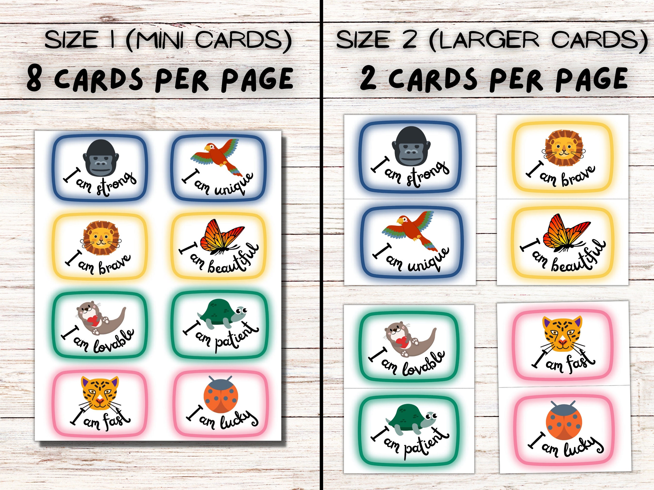 Positive Affirmation Cards for Kids, Printable Instant Download, Animal ...