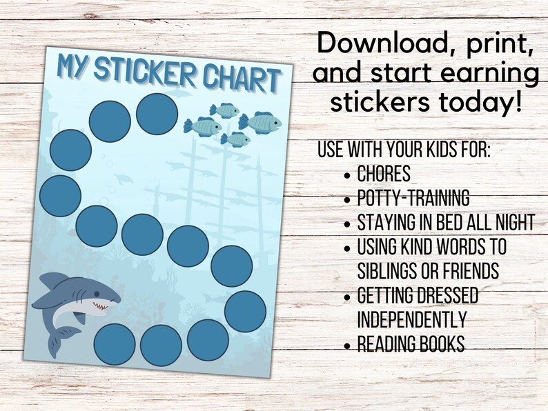 Shark and Fish Ocean Reward Chart for Kids Kids Sticker Chart - Etsy