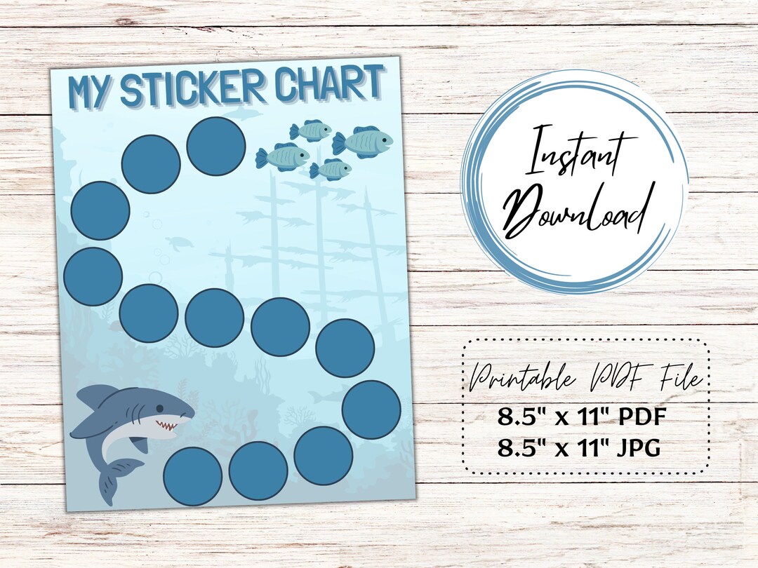 Shark and Fish Ocean Reward Chart for Kids Kids Sticker Chart - Etsy