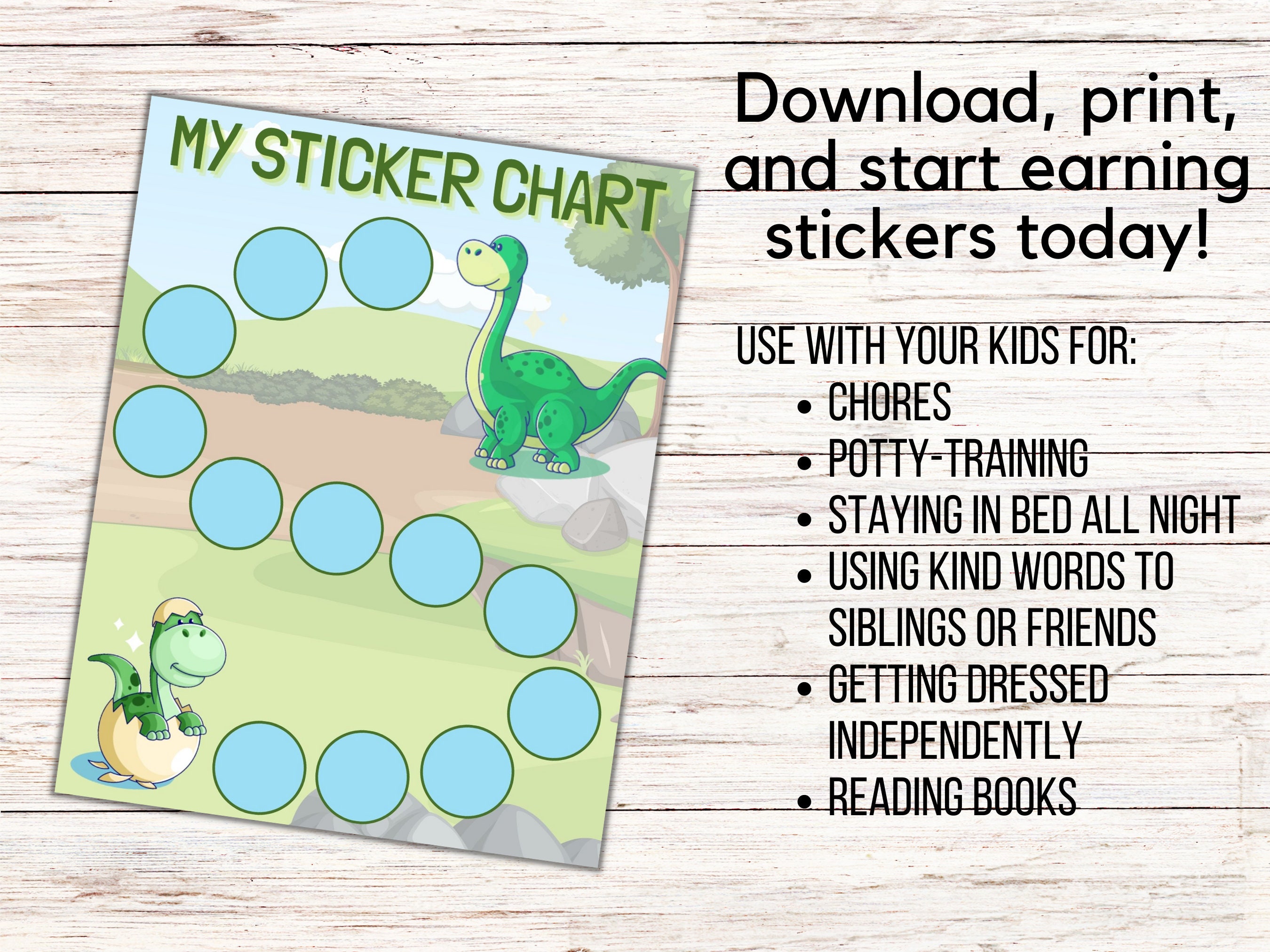 Dinosaur and Dino Egg Reward Chart for Kids Kids Sticker - Etsy