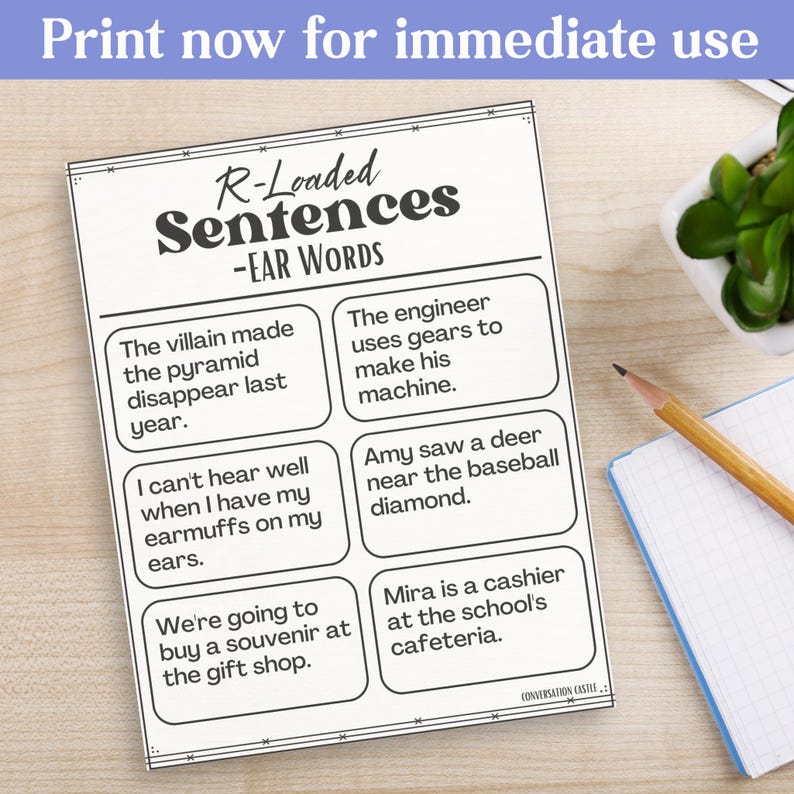 R Sound Speech Therapy Homework Sheet Printable SLP Resource ...