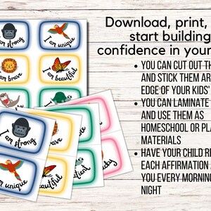 Positive Affirmation Cards for Kids, Printable Instant Download, Animal ...