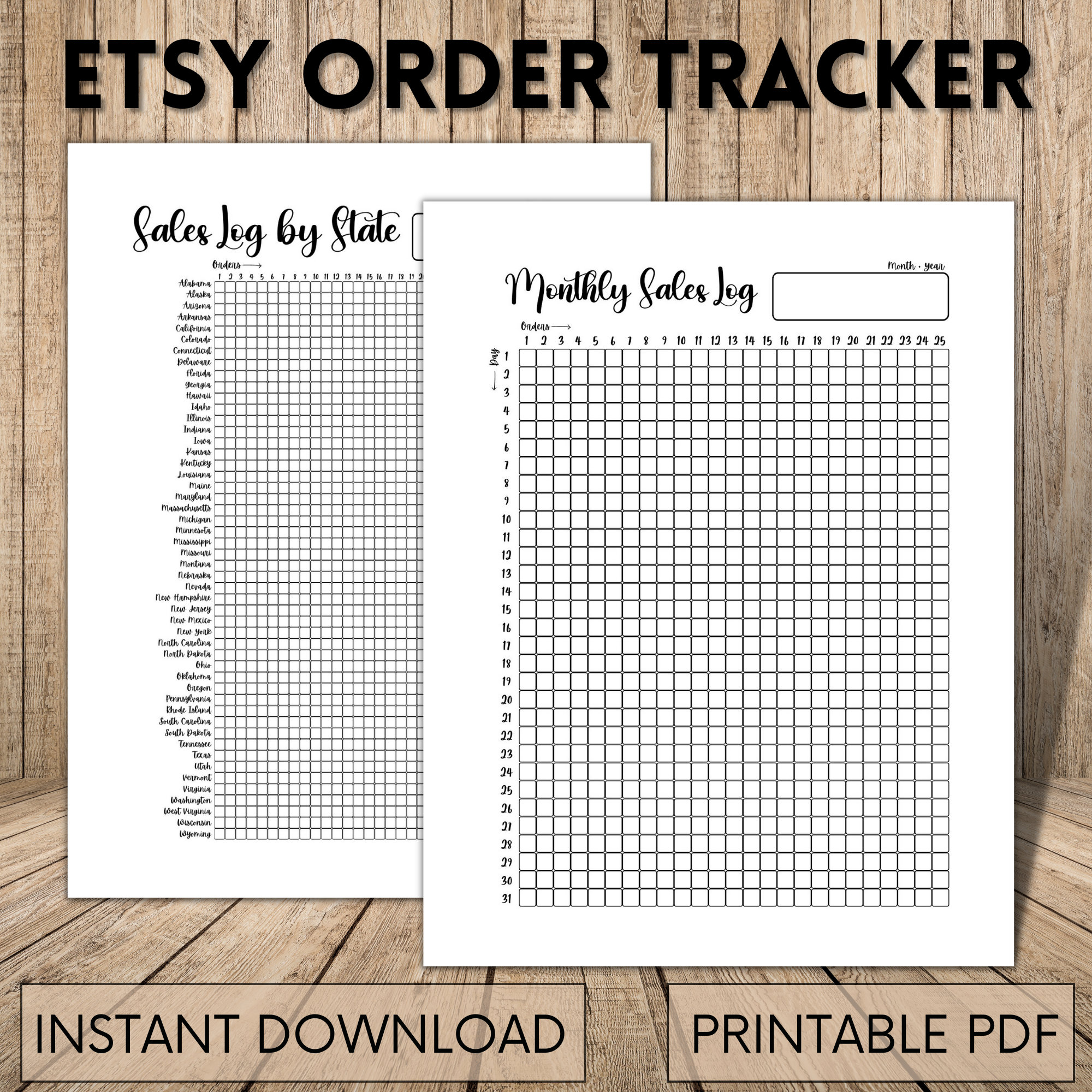 Etsy Sales Log Printable, Etsy Order Tracker, Order Log by State ...