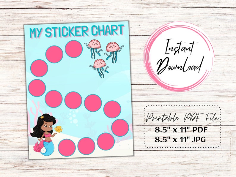 Mermaid Ocean and Jellyfish Reward Chart for Kids Kids - Etsy