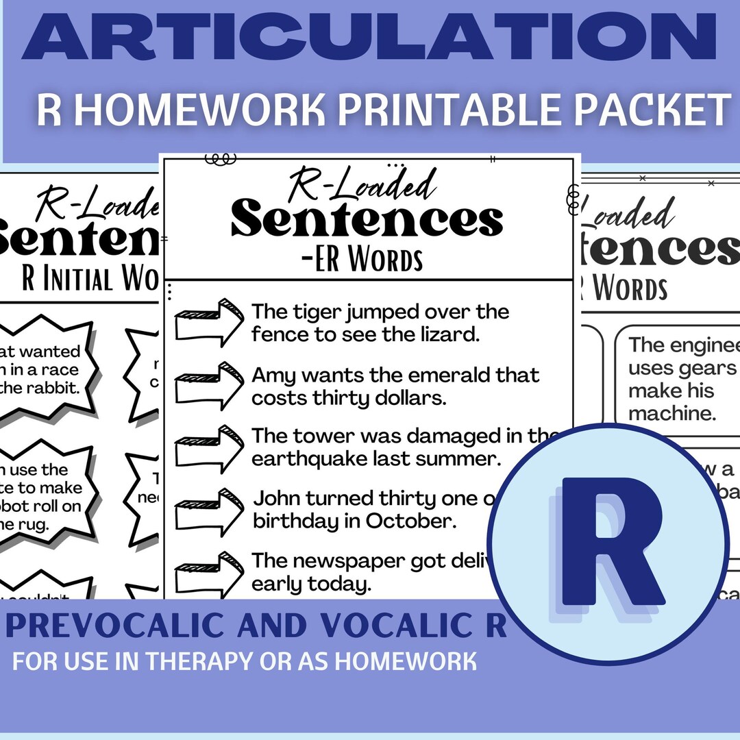 R Sound Speech Therapy Homework Sheet Printable SLP Resource ...