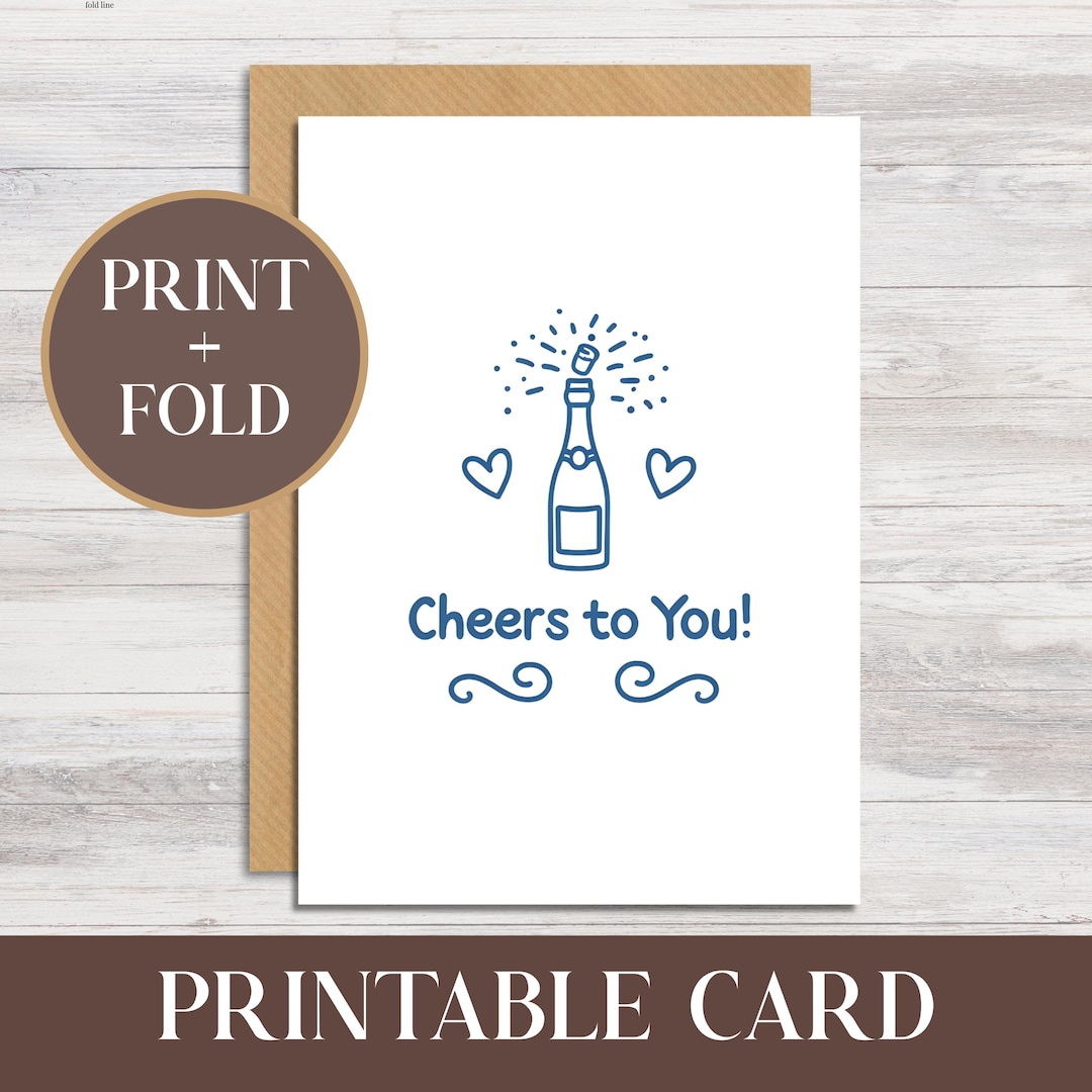 Champagne Printable Card Celebration Birthday Party Congrats Gift Idea ...