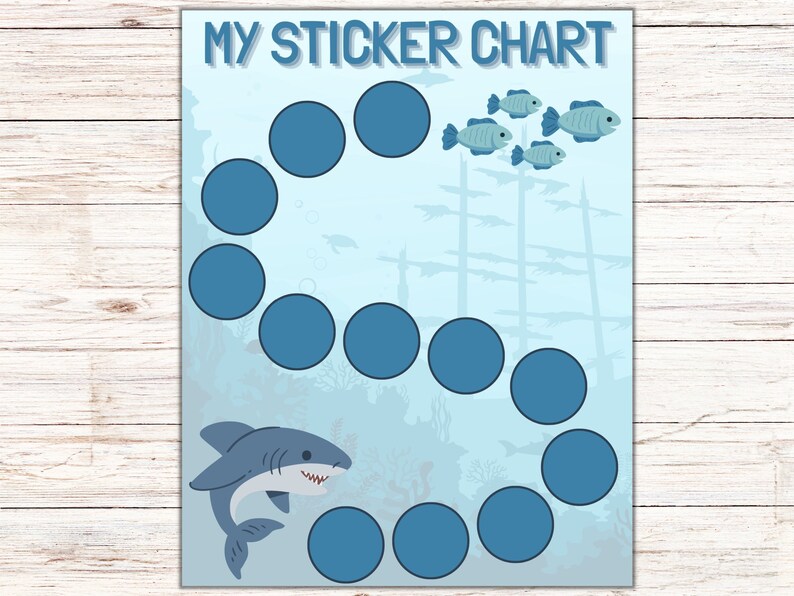Shark and Fish Ocean Reward Chart for Kids Kids Sticker Chart - Etsy